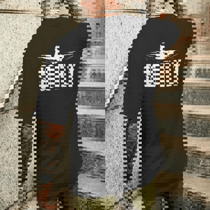 So Fly Airplane Flight Attendant Pilot Cabin Crew Men's Back Print T ...