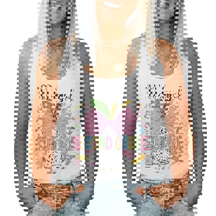 100Th Day Of School 100 Days Of 2Nd Grade Bow Apple Women Tank Top - Monsterry CA