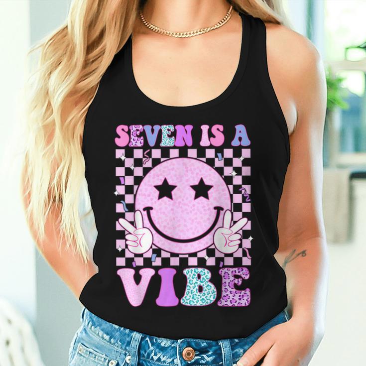 Groovy Seven Is A Vibe 7Th Birthday Boys Girls 7 Years Old Women Tank ...