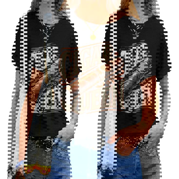 Smoke Smoking Cigar Queen Women T-shirt | Mazezy