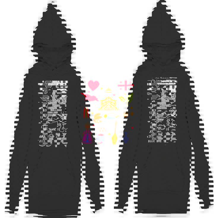 Georgian Hand Drawn Symbols Georgia Map Cultural Icons Unisex Hoodie ...