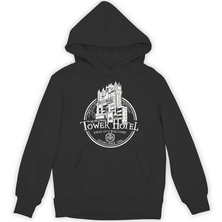 Hollywood Tower Hotel Theme Park Ride Drop In's Welcome Hoodie - Monsterry