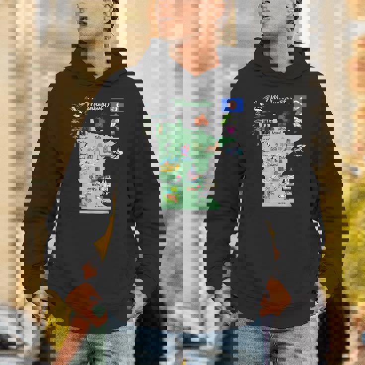 Minnesota Tourist Map With Landmarks And Famous Symbols USA Unisex ...