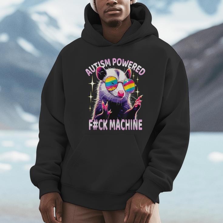Autism Powered FCk Machine Meme Opossum Autistic Unisex Hoodie - Monsterry