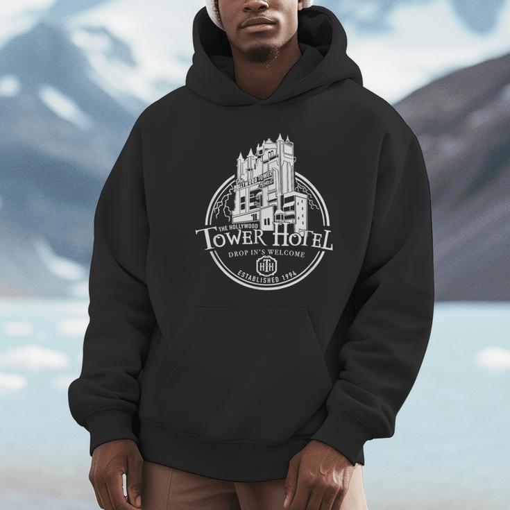 Hollywood Tower Hotel Theme Park Ride Drop In's Welcome Hoodie - Monsterry
