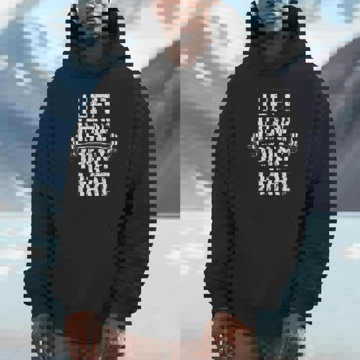 Lift Heavy Pray Hard Jesus Gym Weightlifter Deadlift Hoodie - Monsterry