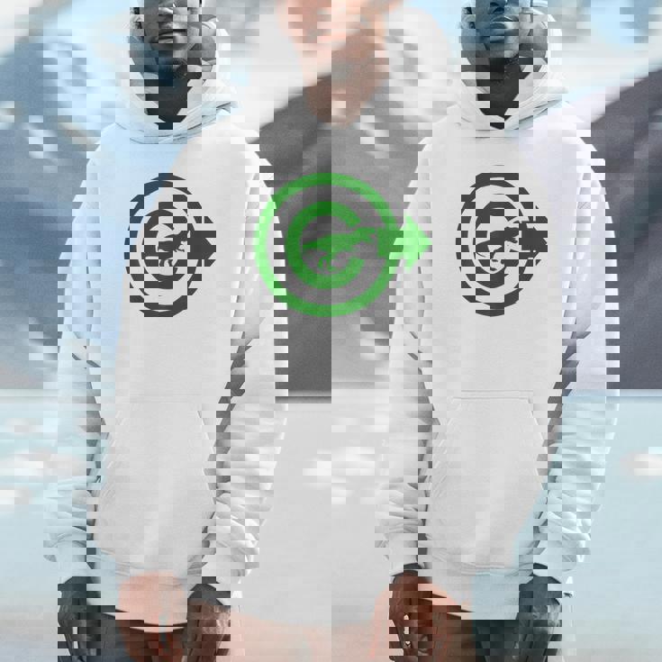 Push Button To EXIT T-Rex Sign Graphic Unisex Hoodie - Monsterry