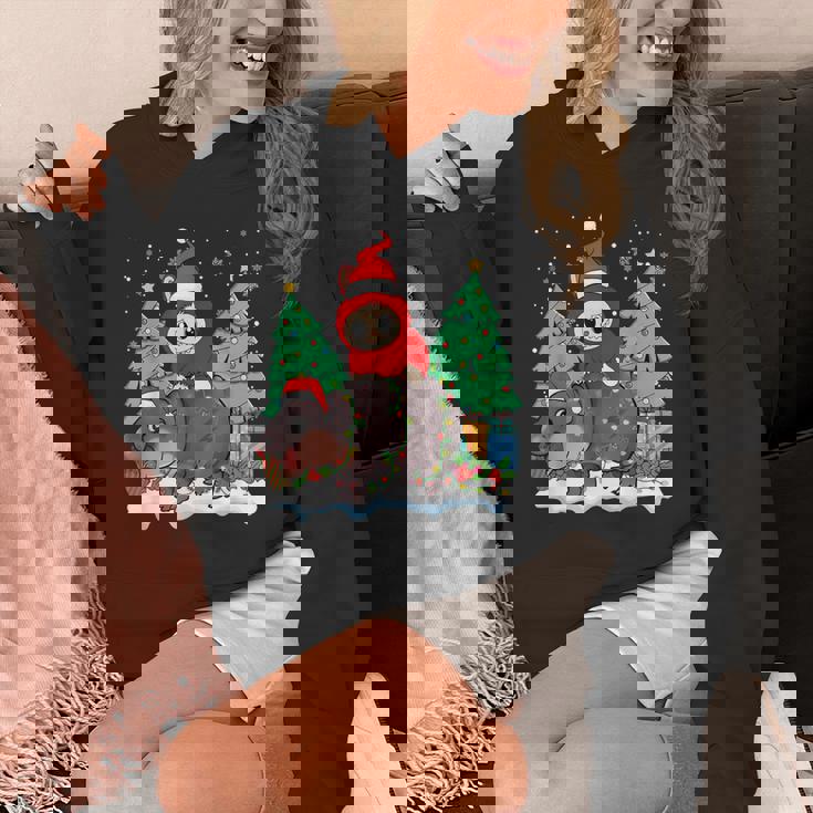 Labubu Monster Moo Deng Baby Hippo Christmas Unisex Hoodie - Monsterry UK