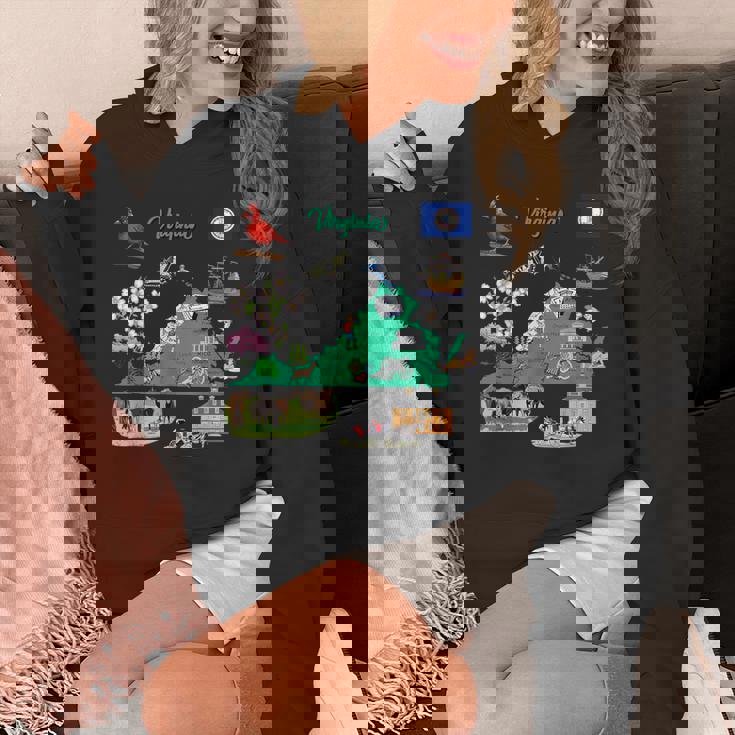 Virginia Tourist Map With Landmarks And Famous Symbols USA Unisex ...