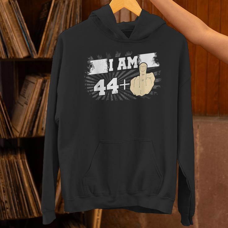 I Am 44 Plus One Middle Finger 45th Birthday Unisex Hoodie - Monsterry
