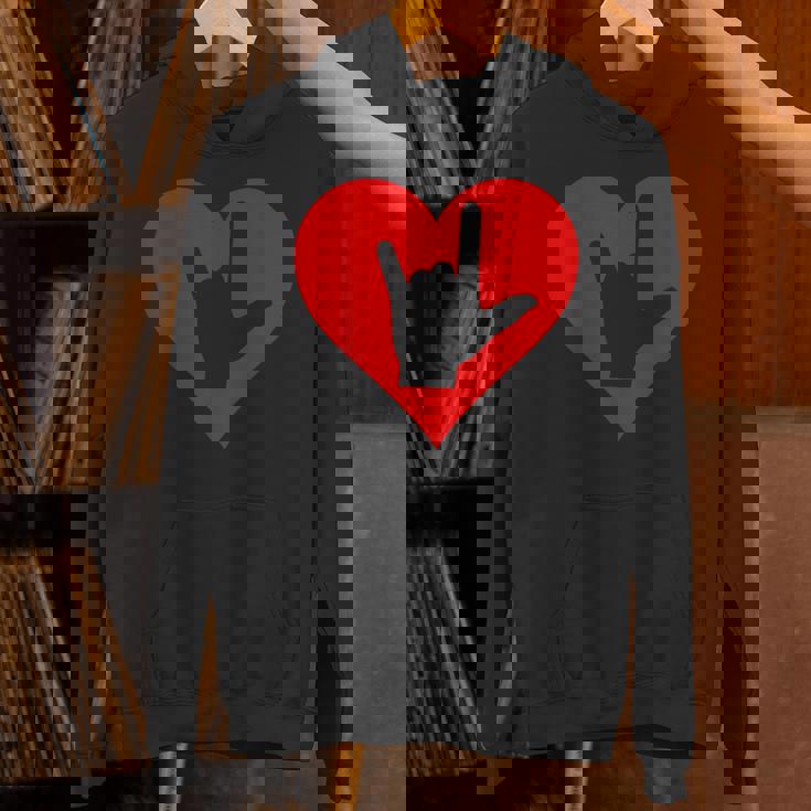 ASL Heart American Sign Languages Day Hand Talking Unisex Hoodie ...