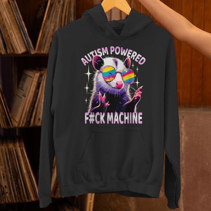 Autism Powered FCk Machine Meme Opossum Autistic Unisex Hoodie - Monsterry