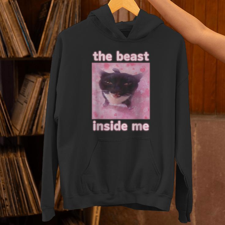 The Beast Inside Me Cat Meme Silly Cat Internet Memes Hoodie - Monsterry