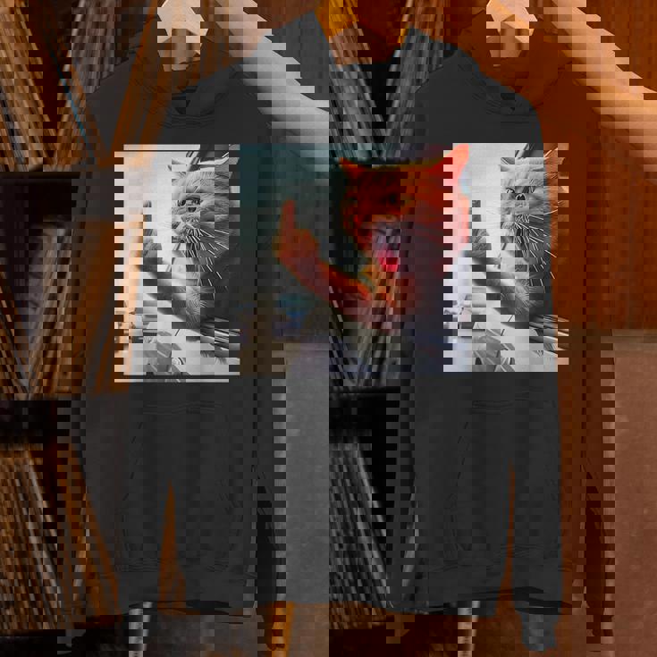 Cat Middle Finger Hilarious Cat In The Car Cat Lover Hoodie - Monsterry