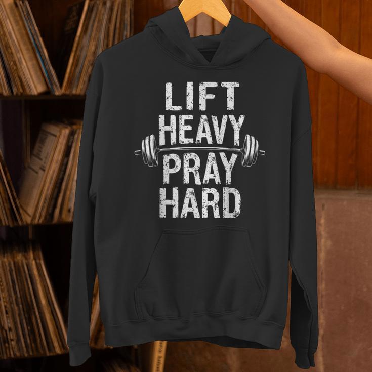 Lift Heavy Pray Hard Jesus Gym Weightlifter Deadlift Hoodie - Monsterry AU