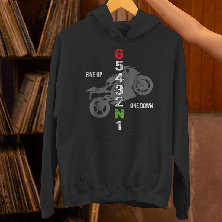 Motorcyclist Racing Motorcycle Gear Shift One Down Five Up Hoodie ...