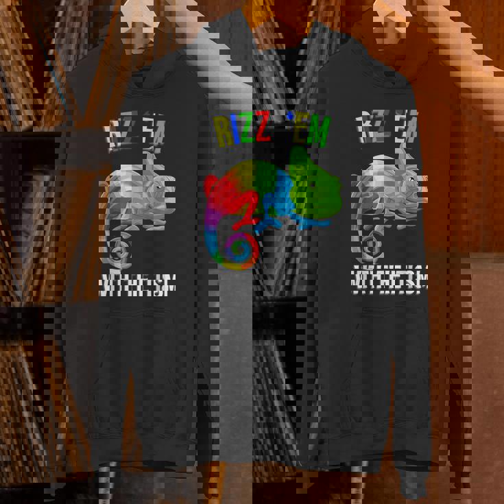 Rizz Em With The Tism Funny Autistic Chameleon Lizard Meme Unisex ...