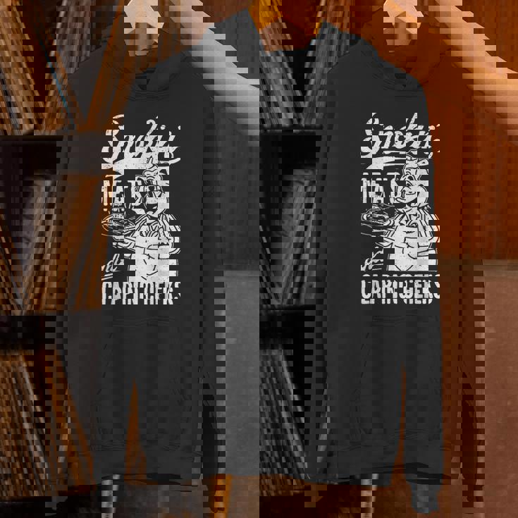 Smokin' Meats And Clapping Cheeks Kitchen Chef Hoodie - Monsterry