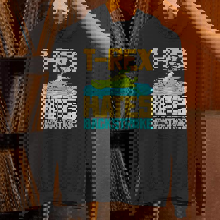 T-Rex Hates Backstroke Surprise For Swimming Fans Unisex Hoodie - Monsterry