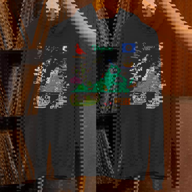 Virginia Tourist Map With Landmarks And Famous Symbols USA Unisex ...