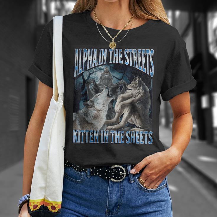 Alpha In The Streets Kitten Werewolf Wolf Meme T-Shirt - Monsterry