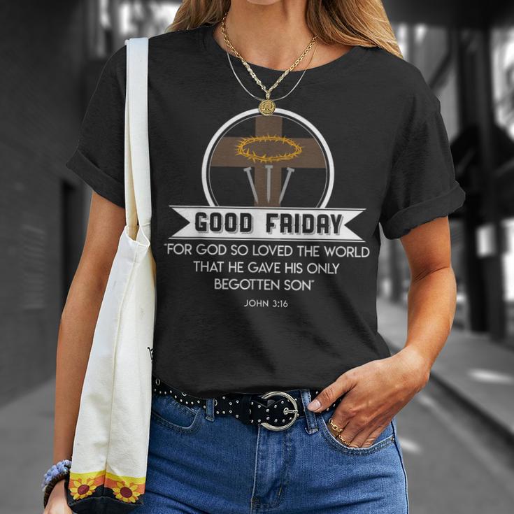 Catholic Bible Cross Crown Of Thorns Good Friday Jesus Tee T-Shirt ...