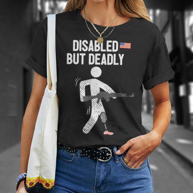 Disabled But Deadly Gun Lover Leg Amputee Legless One Legged T-Shirt ...