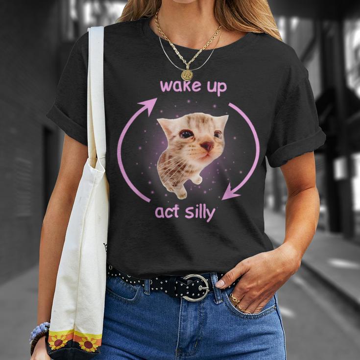 Girls Cats Wake Up Act Silly Cat Meme Certified Freak T-Shirt - Monsterry