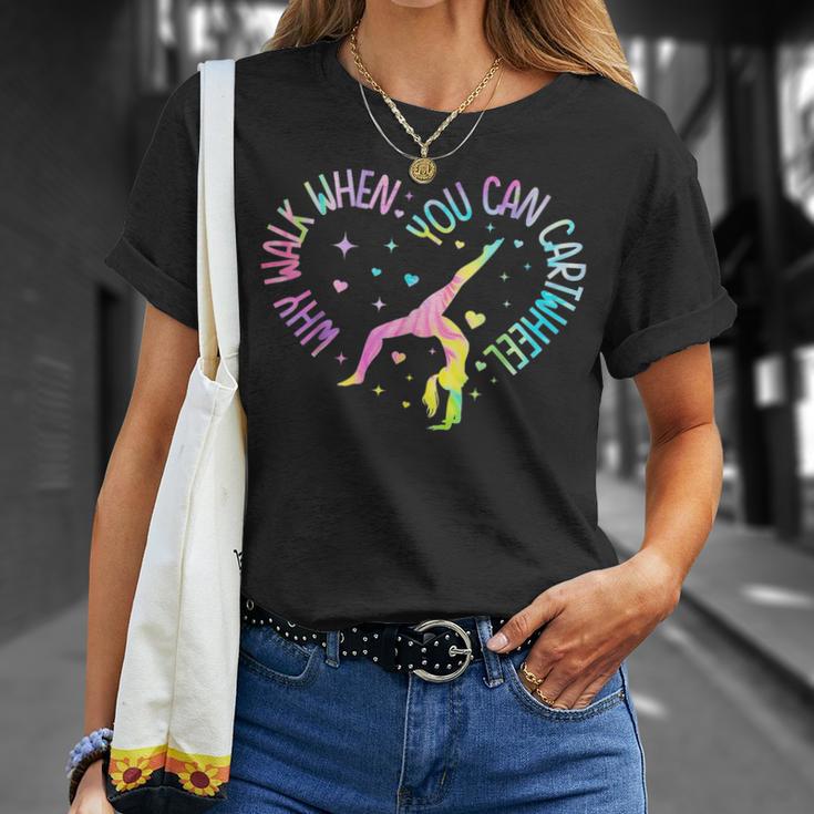 Girls Why Walk When You Can Cartwheel Gymnastic T-Shirt - Monsterry