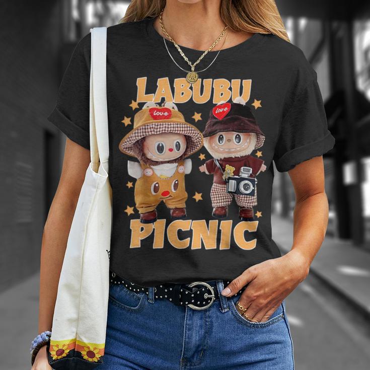 Labubu Cute Labubu Picnic And Friends Meme T-Shirt - Monsterry