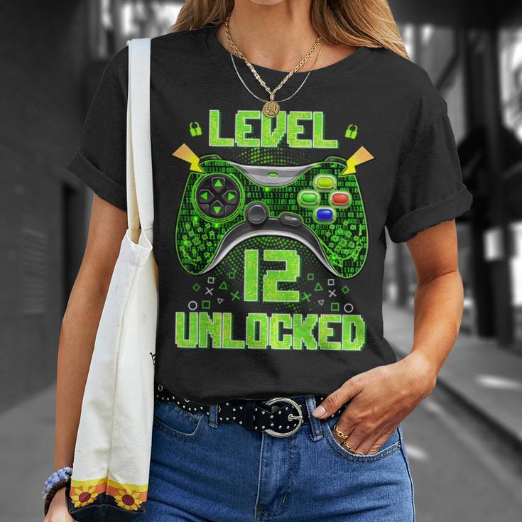 Level 12 Unlocked 12th Birthday 12 Year Old Video Game T-Shirt - Monsterry