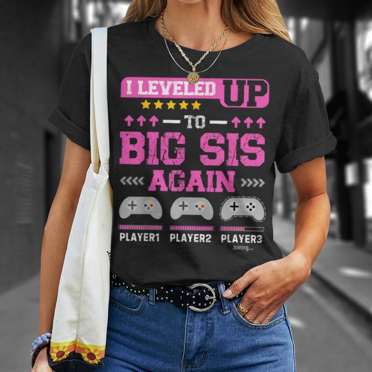 I Leveled Up To Big Sis Again 2025 Gamer Big Sister T-Shirt - Monsterry