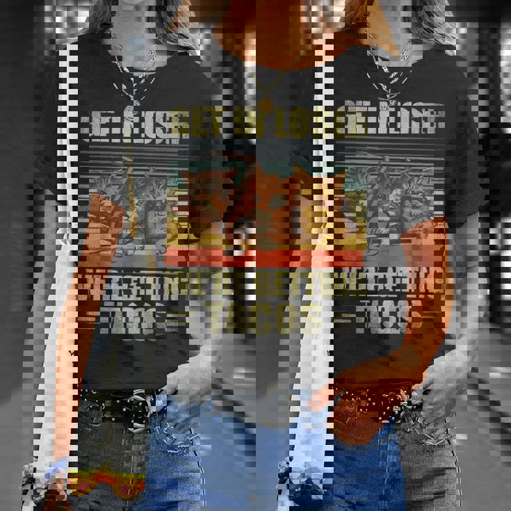 Get In Loser- We'Re Getting Tacos Retro Vintage Cat Lovers T-Shirt ...