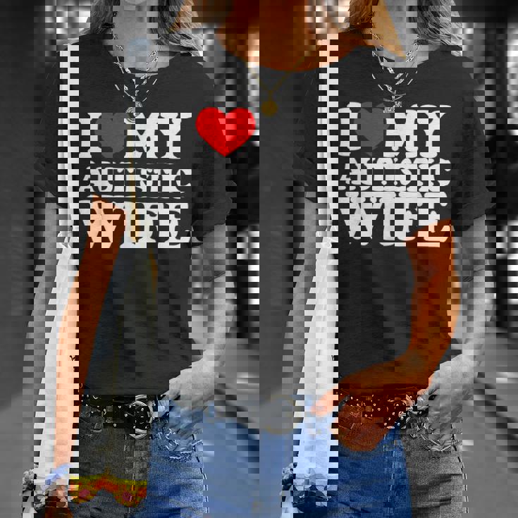 I Love My Autistic Wife I Heart My Wife With Autism T-Shirt - Monsterry