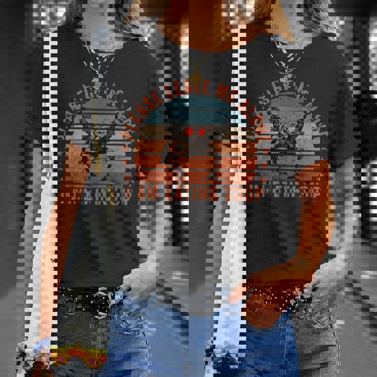 Mothman Eating Soup Please Leave Me Alone I Am Eating Soup T-Shirt | Mazezy