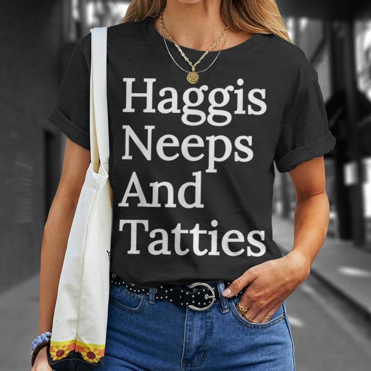 Robert Burns Night Haggis Neeps Tatties Scottish T-Shirt - Monsterry