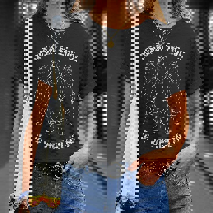 Russian Bear Wrestler Russia Mammal Wrestling T-Shirt - Monsterry