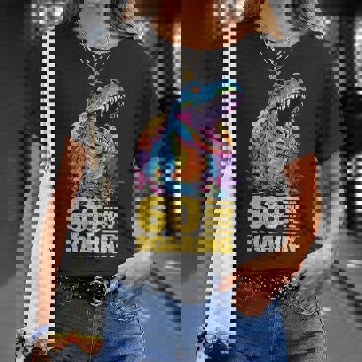 T-Rex Age 60 Year Old Dinosaur Milestone 60th Birthday T-Shirt - Monsterry