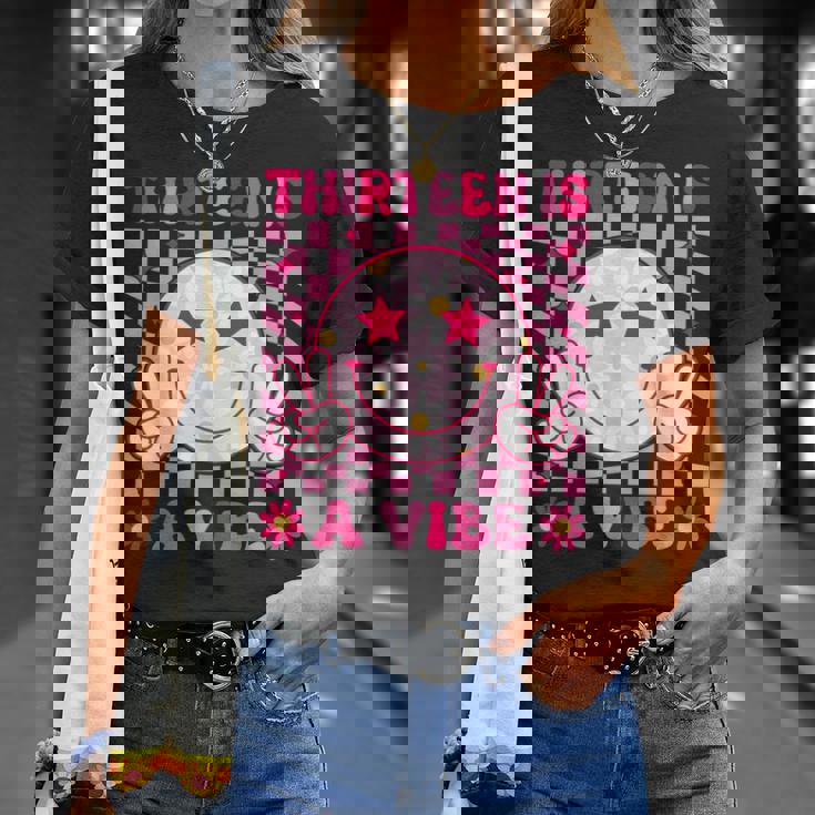 Thirteen Is A Vibe Groovy 13th Birthday 13 Year Old Girl T-Shirt ...