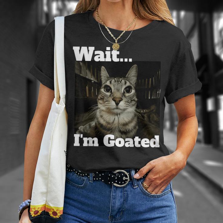 Wait I'm Goated Brainrot Cat Meme T-Shirt | Mazezy