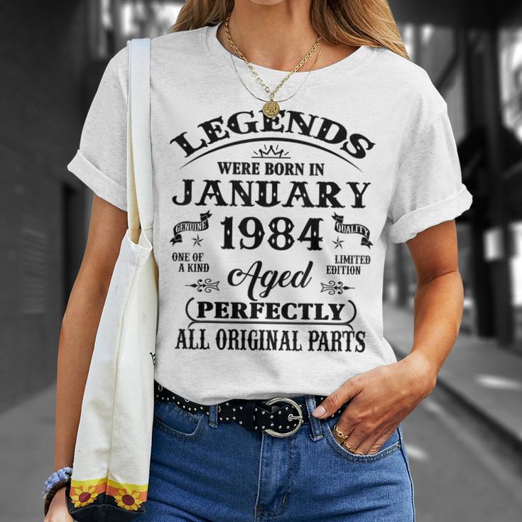 40Th Birthday Legends Born In January 1984 40 Years Old T-Shirt | Mazezy