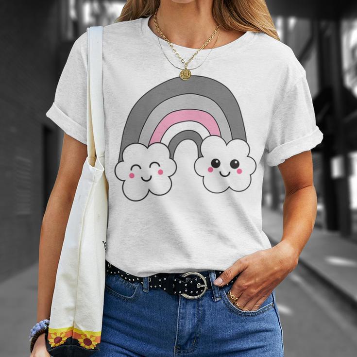 Demigirl Pride Flag Colors Kawaii Rainbow With Cute Clouds T-Shirt ...