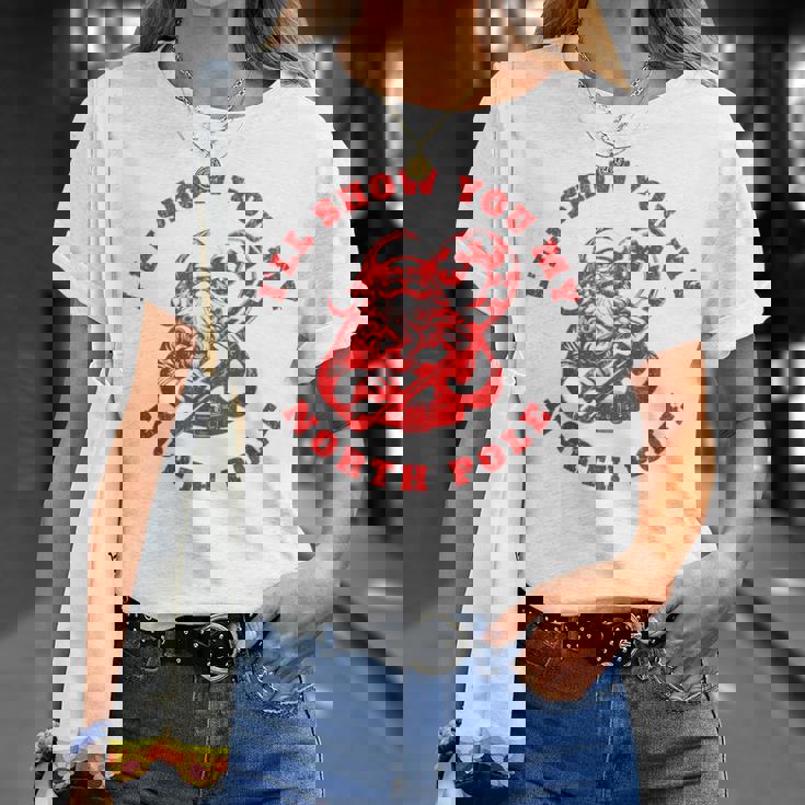 I'LL SHOW YOU MY NORTH POLE Candy Cane Inappropriate Santa T-Shirt ...