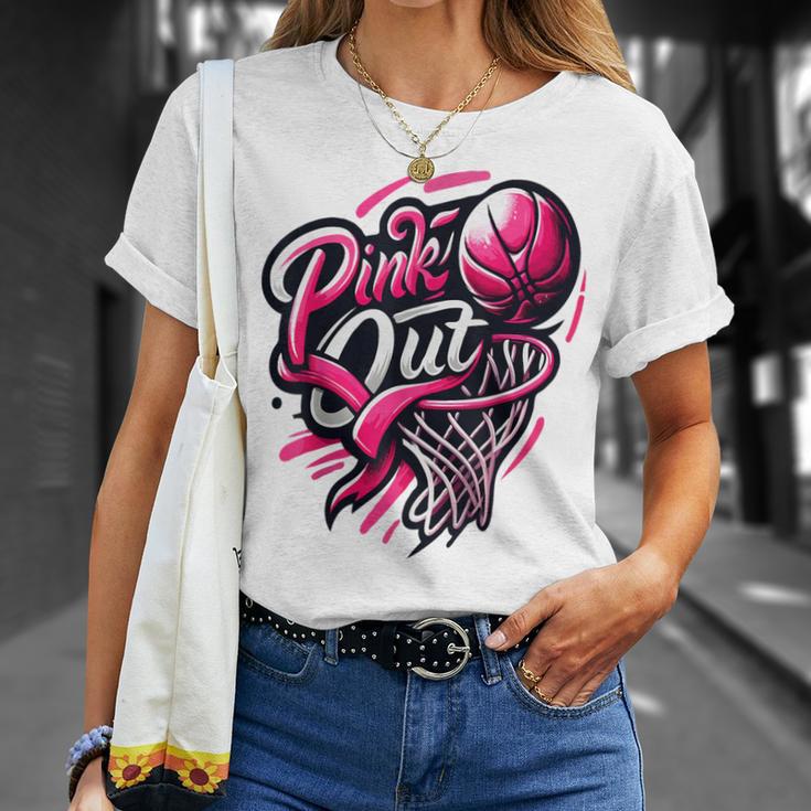 Pink Out Breast Cancer Awareness Basketball Player Lovers T-Shirt ...