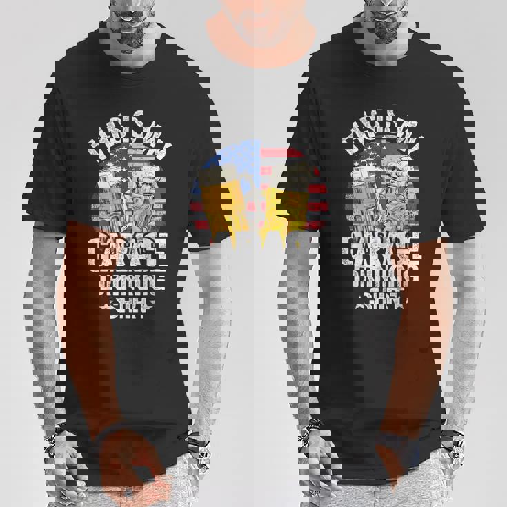 Garage Drinker Dad American Flag This Is My Garage Drinking T-Shirt ...