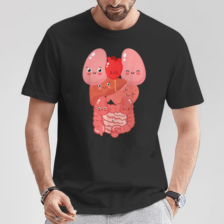 Internal Organs Human Anatomy Smiling T-Shirt - Monsterry