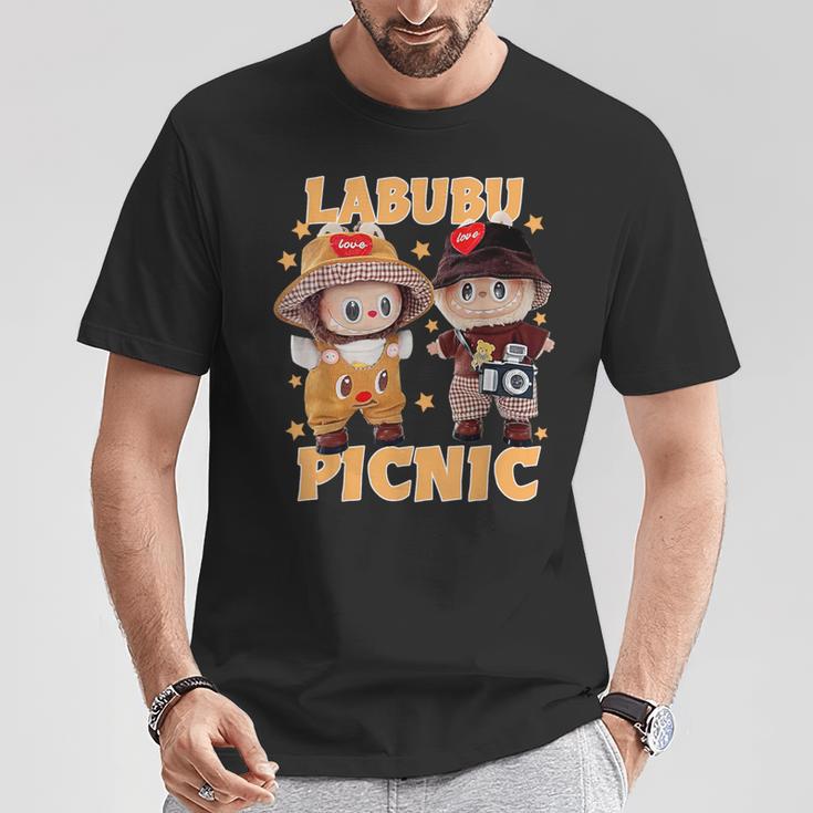 Labubu Cute Labubu Picnic And Friends Meme T-Shirt - Monsterry