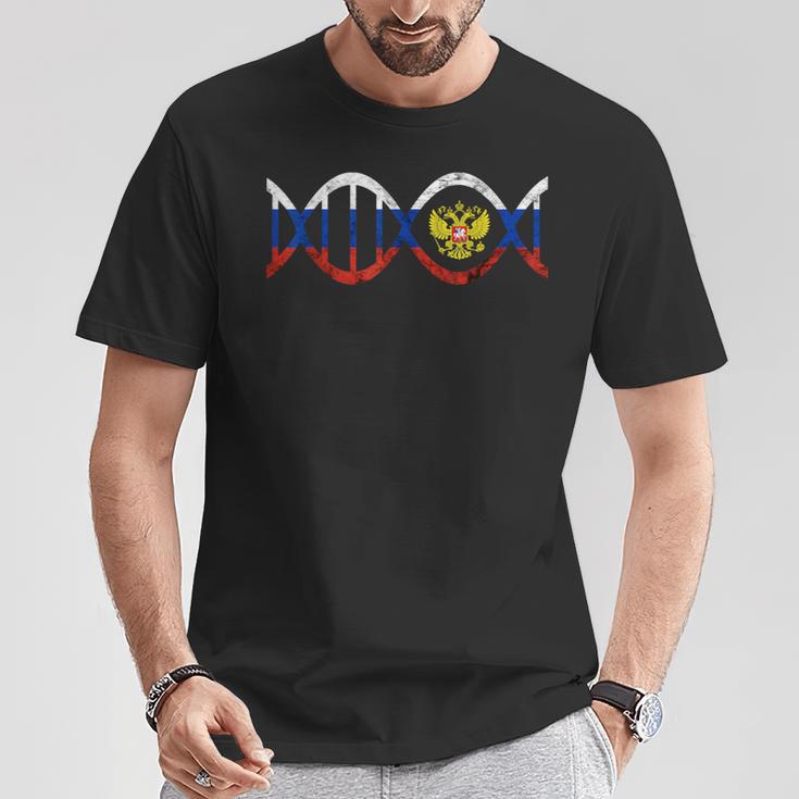 Russian DNA Strand Russian Genetics CCCP Russia Roots T-Shirt - Monsterry