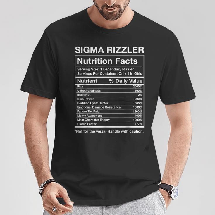 Sigma Rizzler Nutrition Facts- Rizz Brainrot Meme T-Shirt - Seseable