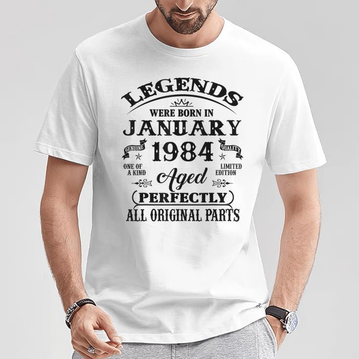 40Th Birthday Legends Born In January 1984 40 Years Old T-Shirt | Mazezy